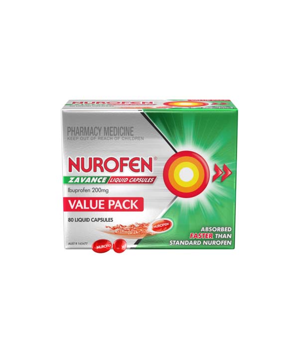 Nurofen Zavance Fast Pain Relief Liquid Capsules 200mg Ibuprofen 80 ...
