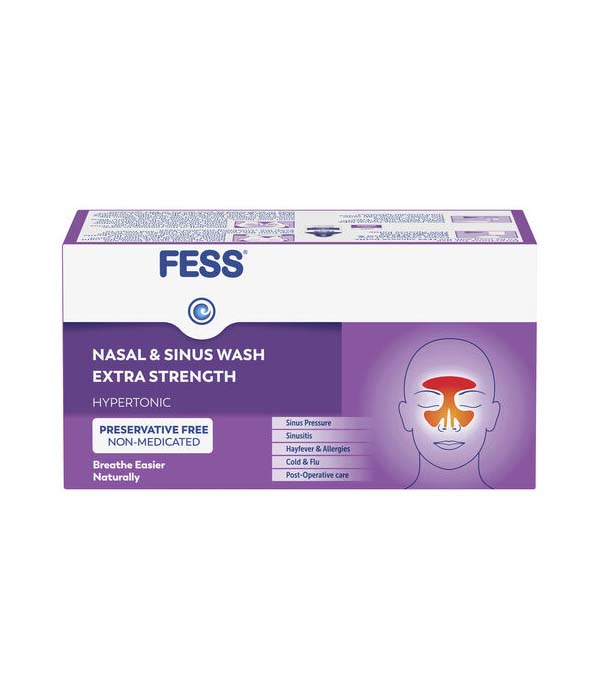 FESS Nasal & Sinus Wash Extra Strength Saline Wash Refill Sachets 24 x ...
