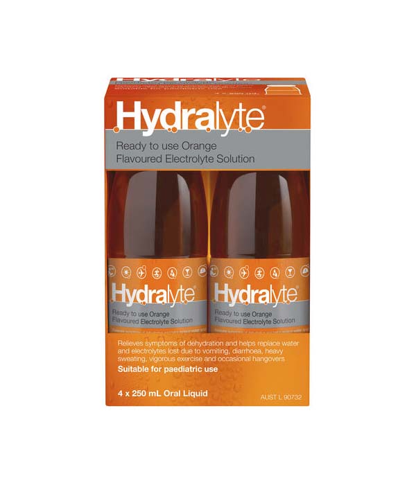 Hydralyte Ready to use Electrolyte Solution Orange Flavoured 4 x 250mL ...
