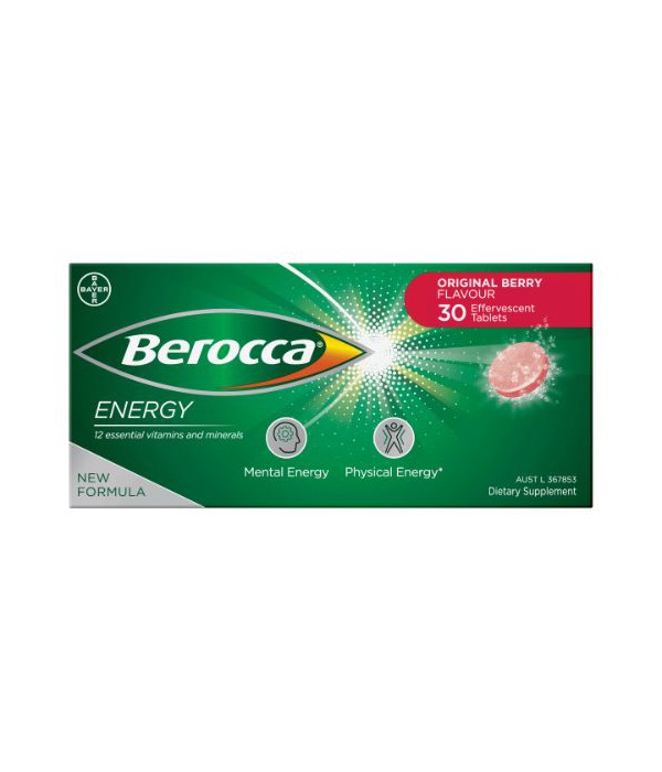 Berocca Energy Vitamin B & C Original Berry Flavour Effervescent ...