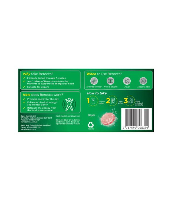 Berocca Energy Vitamin B & C Original Berry Flavour Effervescent ...