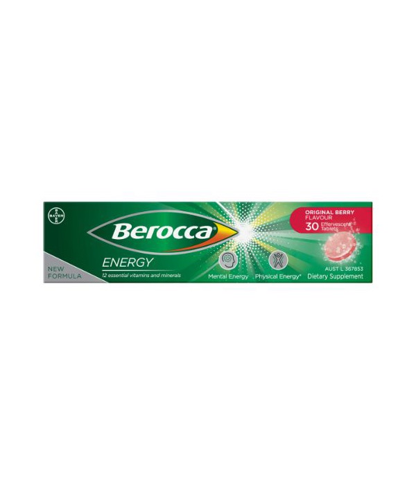 Berocca Energy Vitamin B & C Original Berry Flavour Effervescent ...