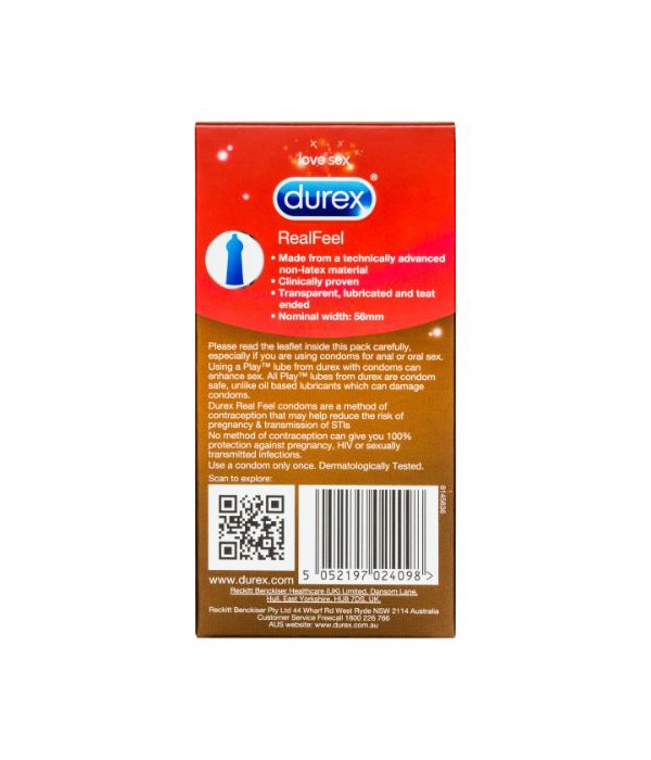 Durex Real Feel Condoms Natural Skin Feeling 8 Pack - ZOOM Pharmacy