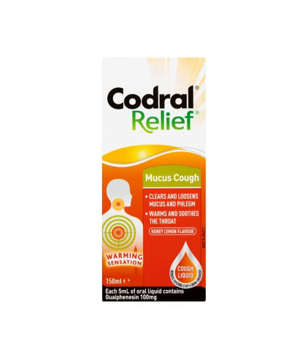 Codral Relief Mucus Cough Liquid Honey Lemon Flavour 150mL - ZOOM Pharmacy