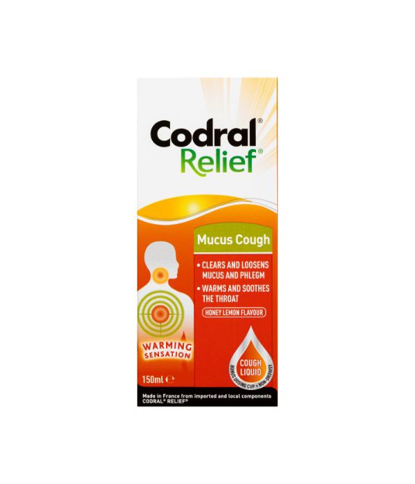 Codral Relief Mucus Cough Liquid Honey Lemon Flavour 150mL - ZOOM Pharmacy