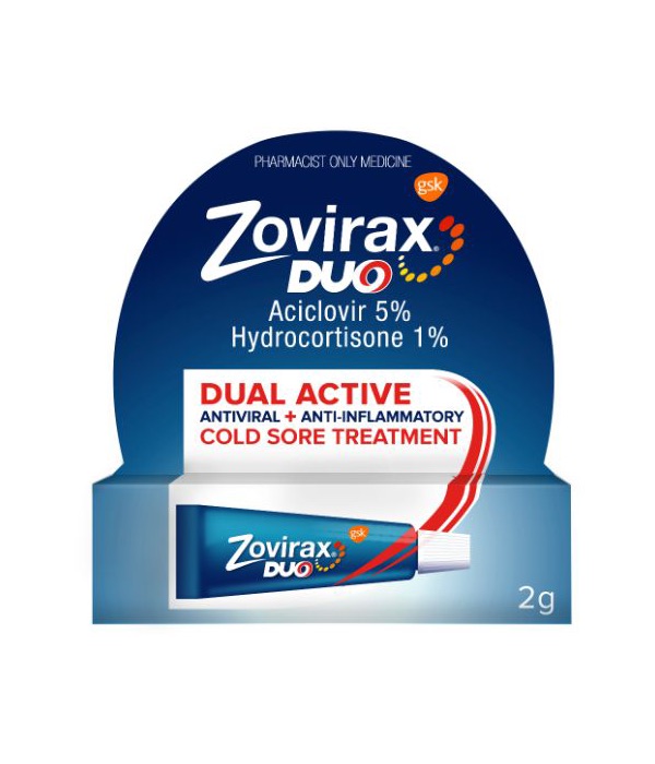 Zovirax Duo Cold Sore Treatment Cream Tube 2g (Pharmacist Only Medicine ...