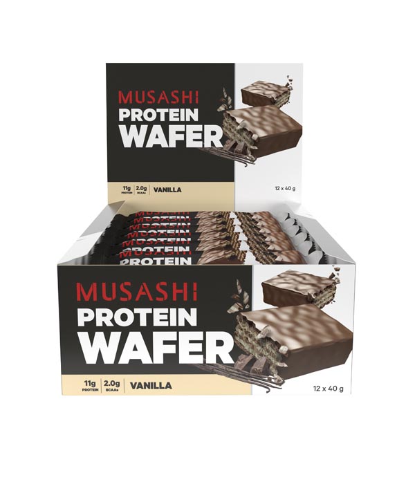 MUSASHI Protein Wafer Vanilla 40g x12 - ZOOM Pharmacy