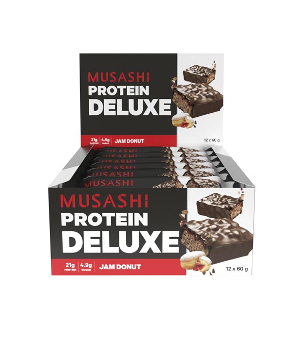 MUSASHI Deluxe Protein Jam Donut 60g x 12 - ZOOM Pharmacy